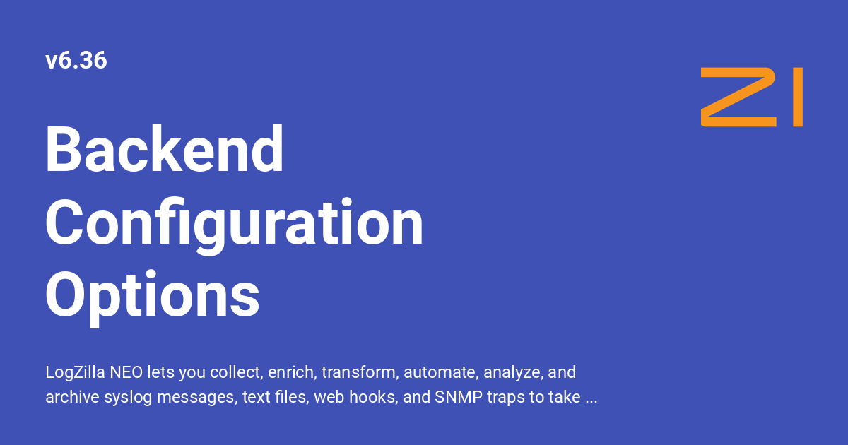 Backend Configuration Options V6 35